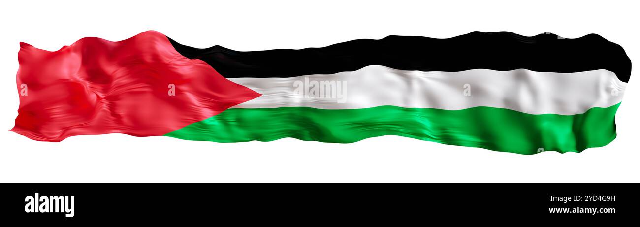 Stylized flag of Palestine waving in the wind, isolated on white ...