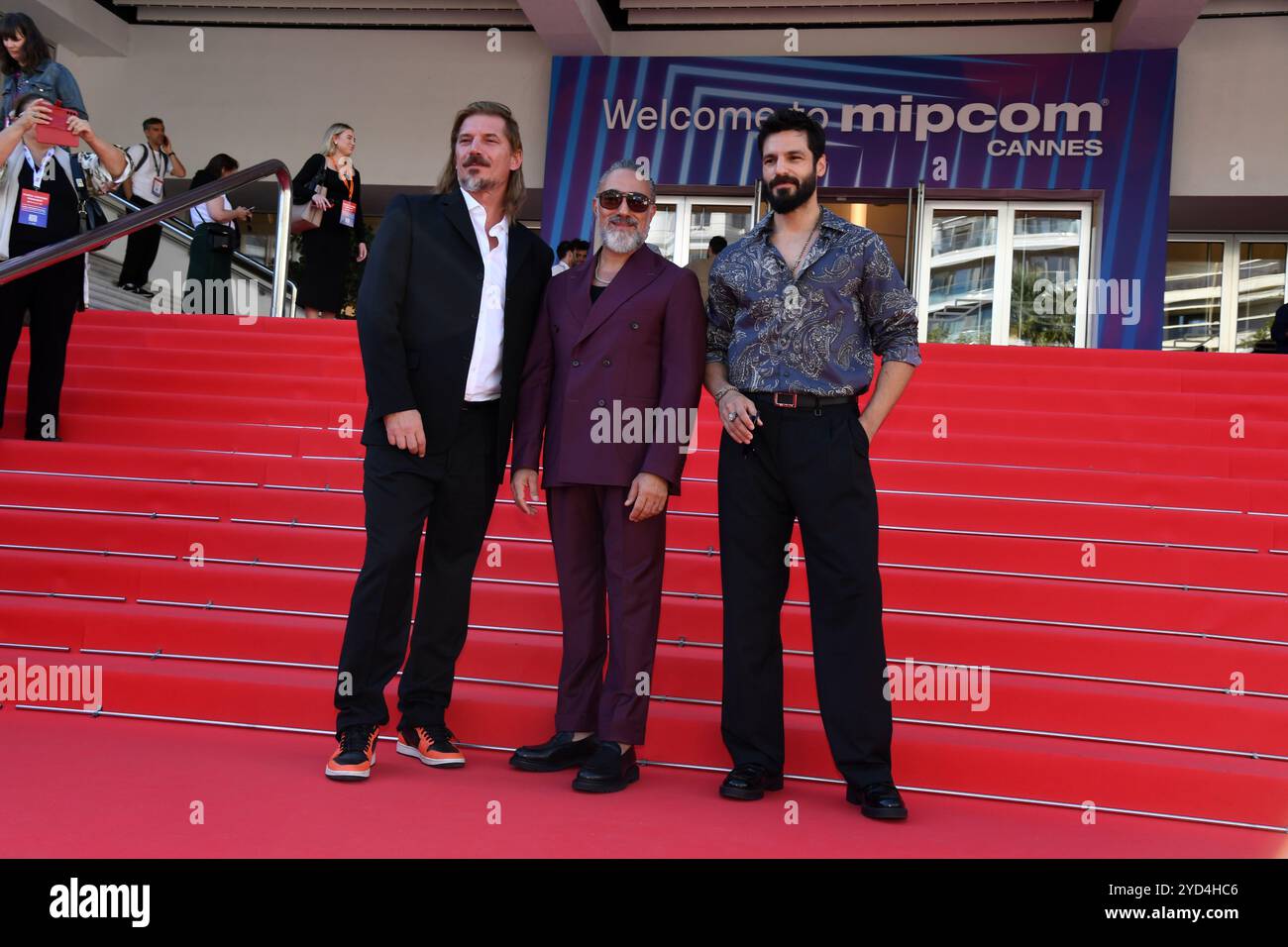 Luka Peros, Selim Bayraktar, and Serkan Cayoglu attend the photocall of ...