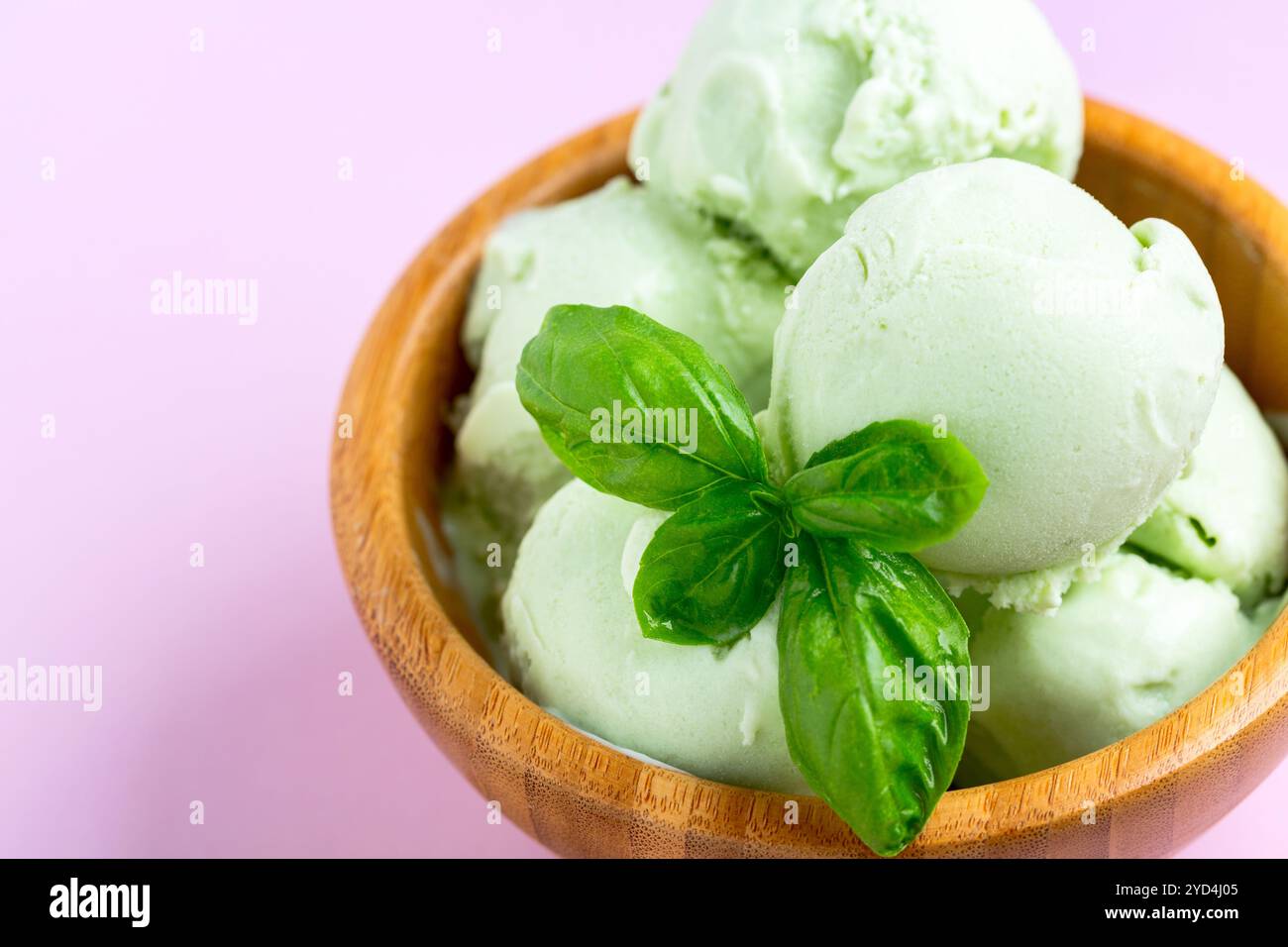 Homemade basil ice cream with fresh basil Stock Photo - Alamy