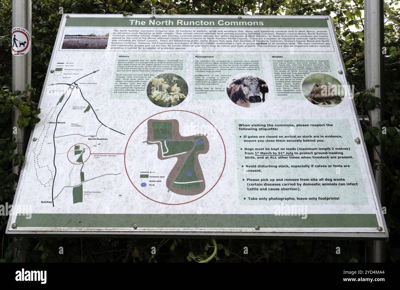 Tourist and visitor information board at The North Runcton Commons ...