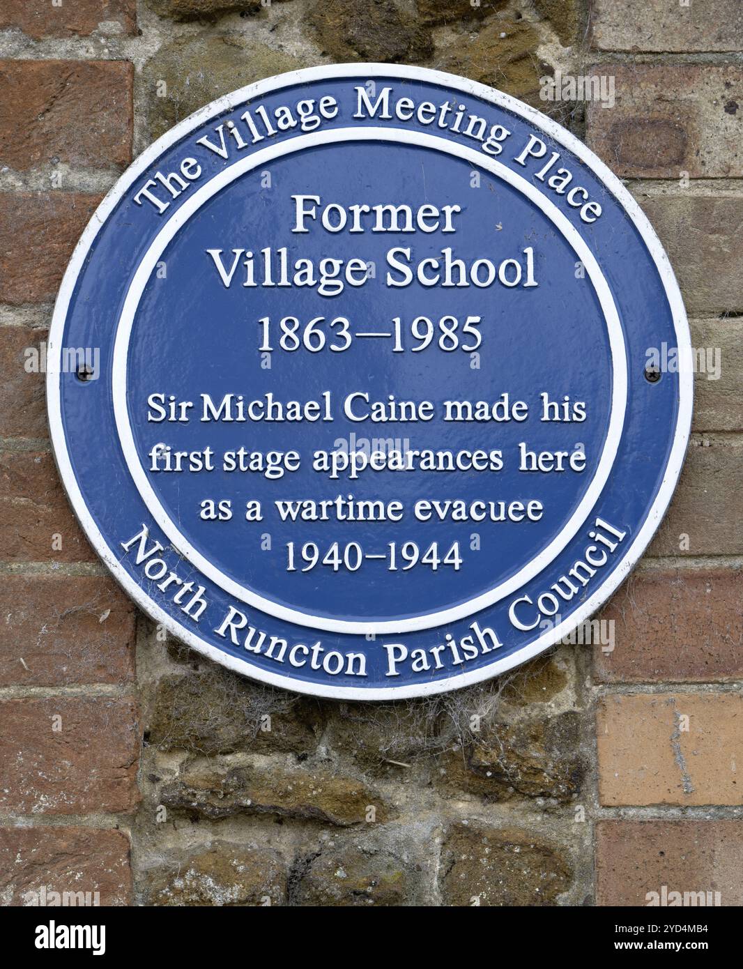 Blue plaque at the former village school at North Runcton, Norfolk ...