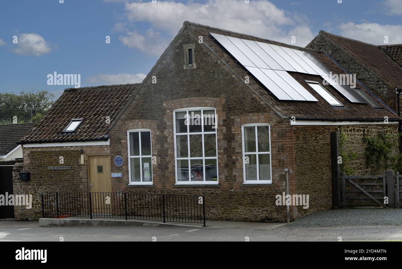 Blue plaque at the former village school at North Runcton, Norfolk ...
