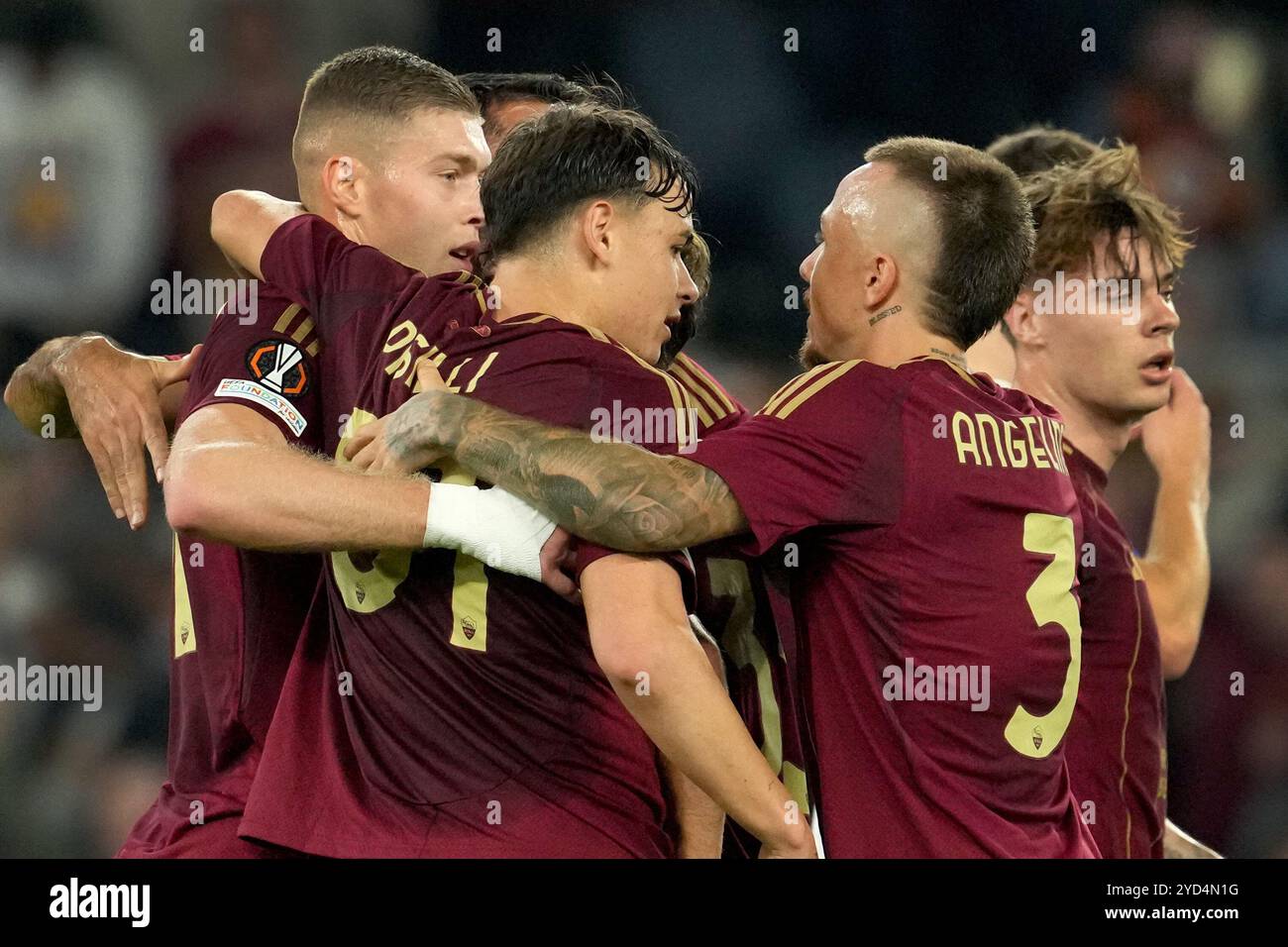 Artem Dovbyk of AS Roma celebrates after scoring on penalty the goal of ...