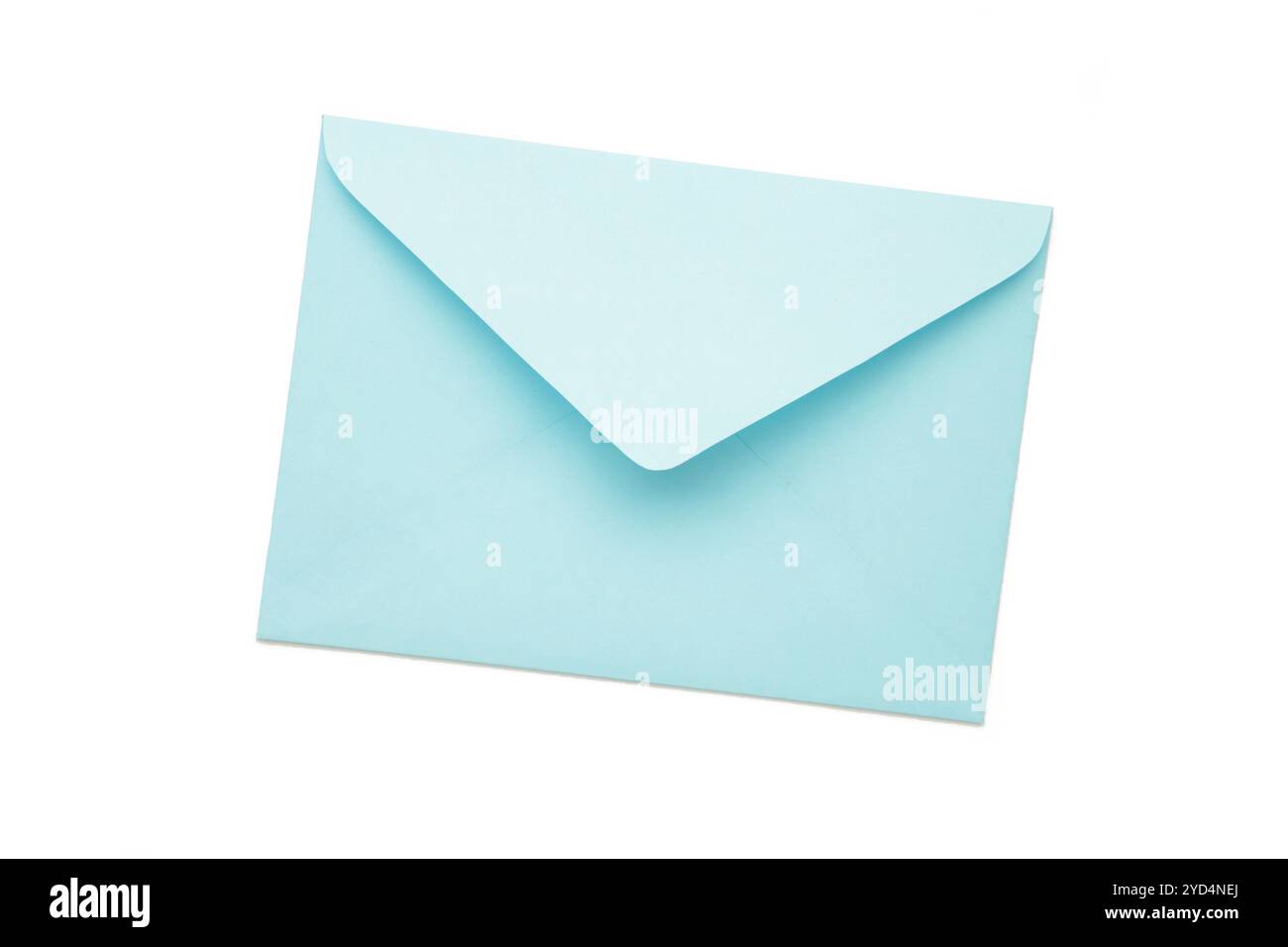 Light blue envelope isolated on white background. Object with clipping path. Top view Stock ...
