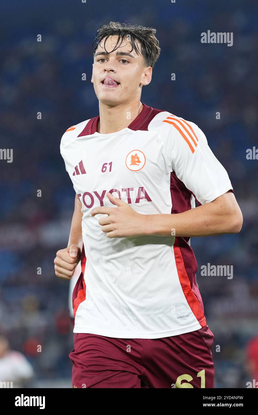 Roma, Italia. 24th Oct, 2024. RomaÕs Niccolo Pisilli during the UEFA ...