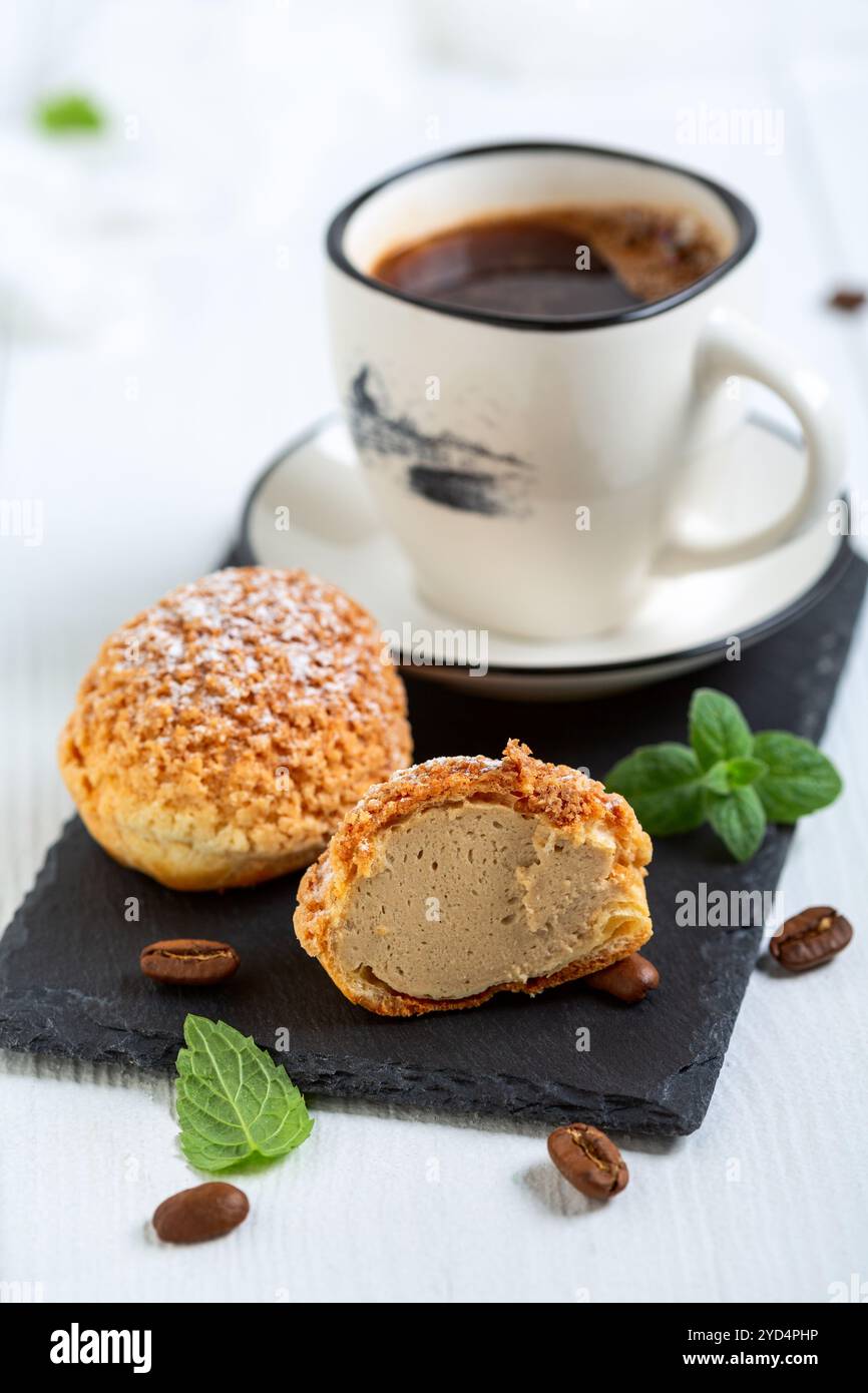 Homemade choux with coffee cream Stock Photo - Alamy