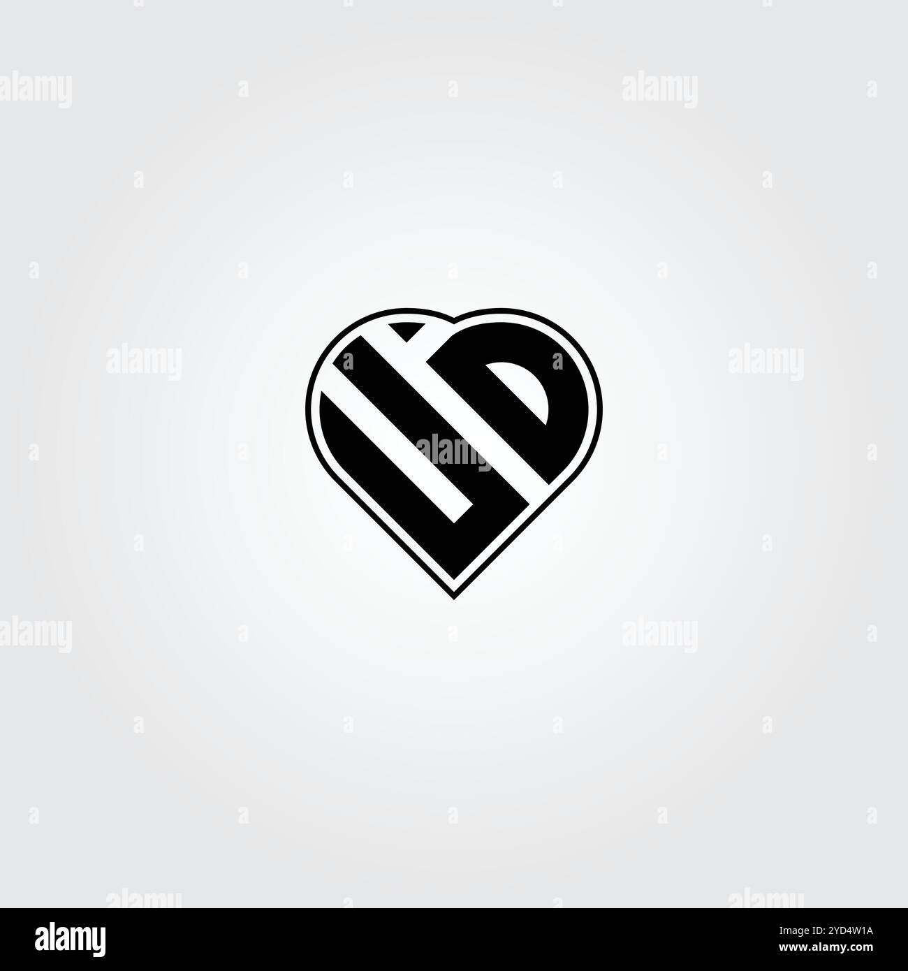 Heart Letter UD Logo - Initial Monogram Template for Alphabet U and D ...