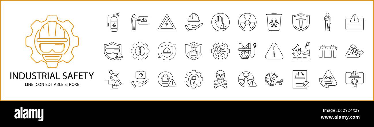 Industrial Safety icon Set In line Style. Industrial Safety Icons ...