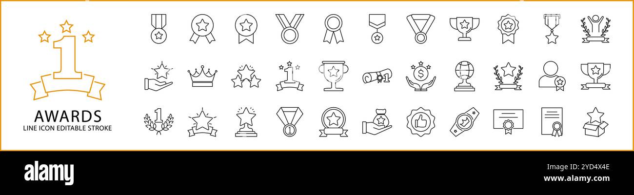 Award Icon Set in line Style. Award Icons. Vector Illustration ...