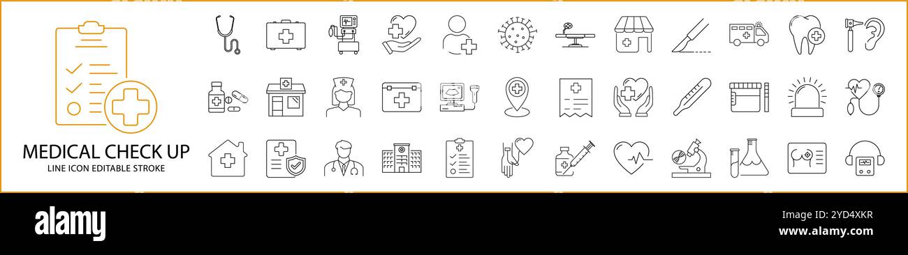 Medical Check-Up Icon Set. Medical Check Up In Line Style Icon Set ...