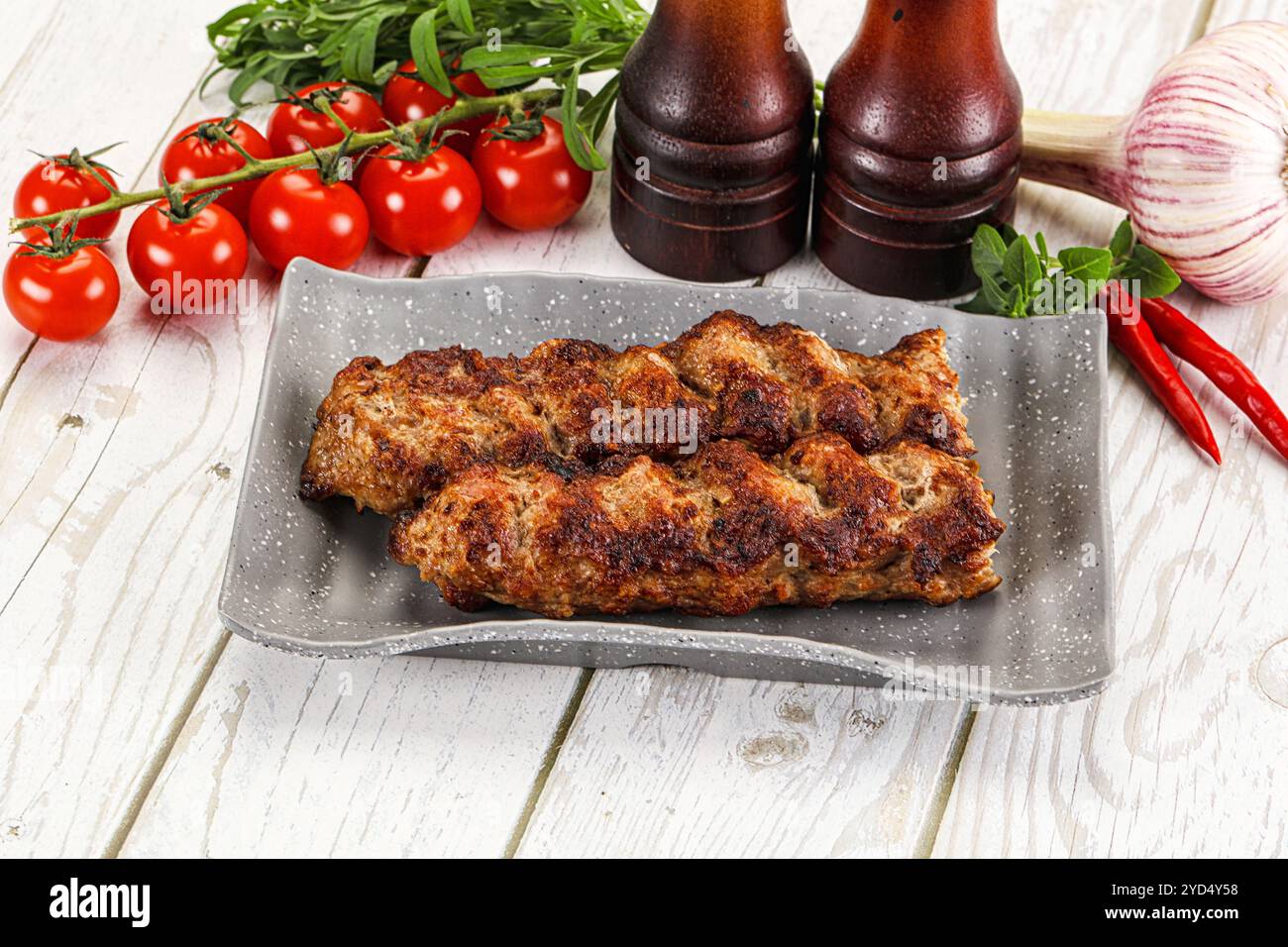 Chicken barbecue kebab minced meat and spices Stock Photo - Alamy