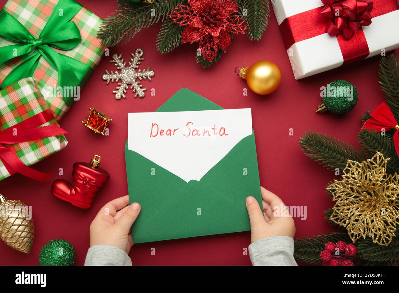 Christmas letter from a child to Santa Claus with the words: Dear Santa ...