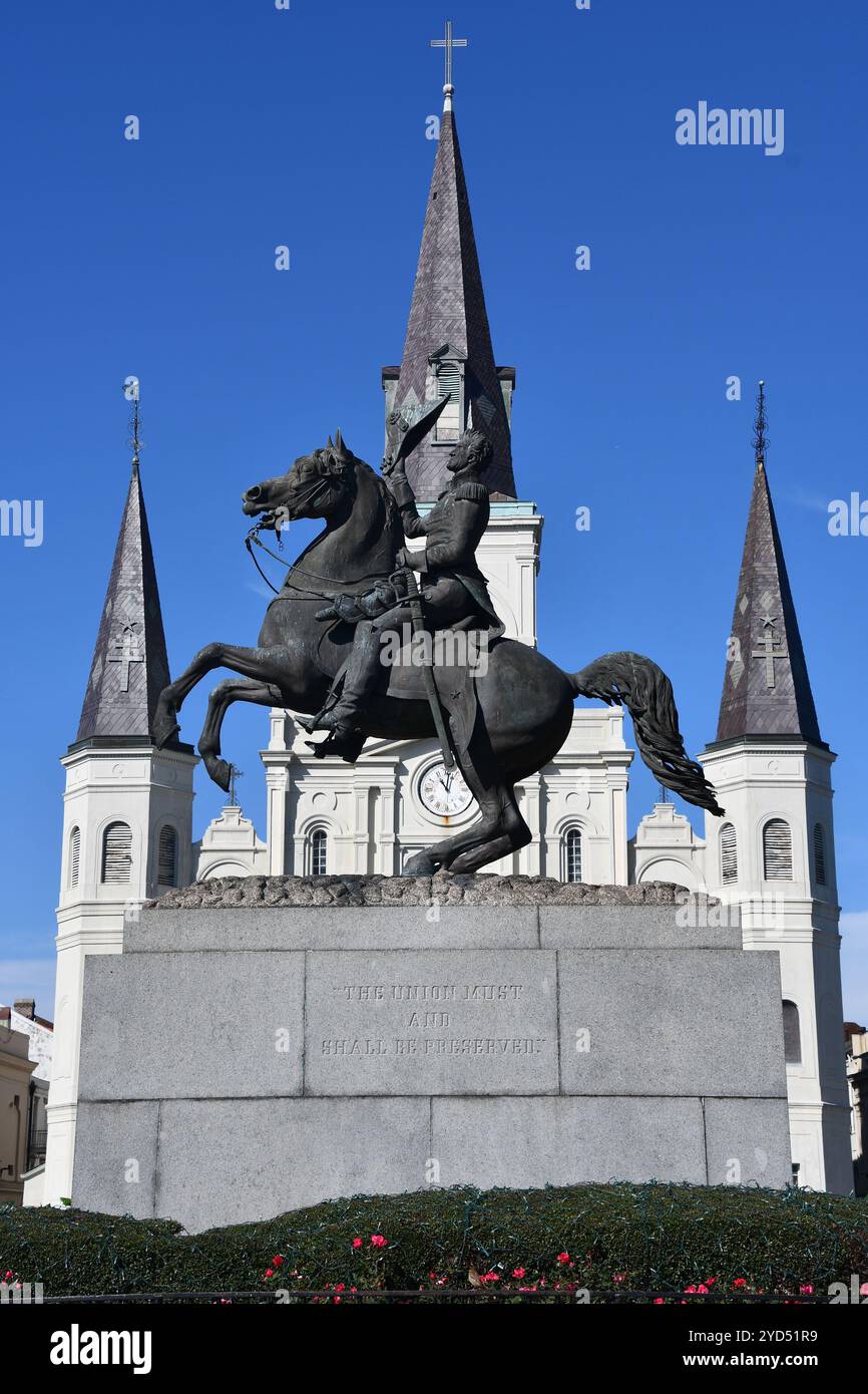 Andrew Jackson statue at Jackson Square in the French Quarter in New ...