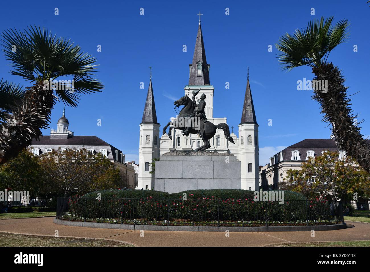 Andrew Jackson statue at Jackson Square in the French Quarter in New ...