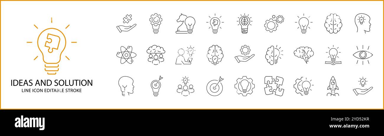 Creative Idea And Solution icon Set In line Style. Creative Idea ...