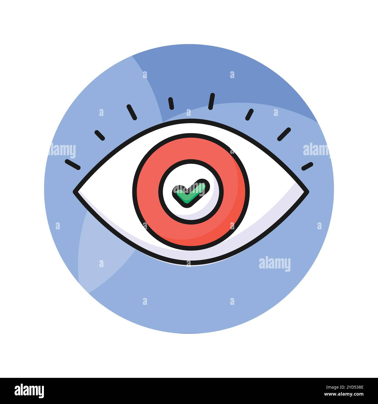 Check mark inside eye, trendy vector of business monitoring, editable ...