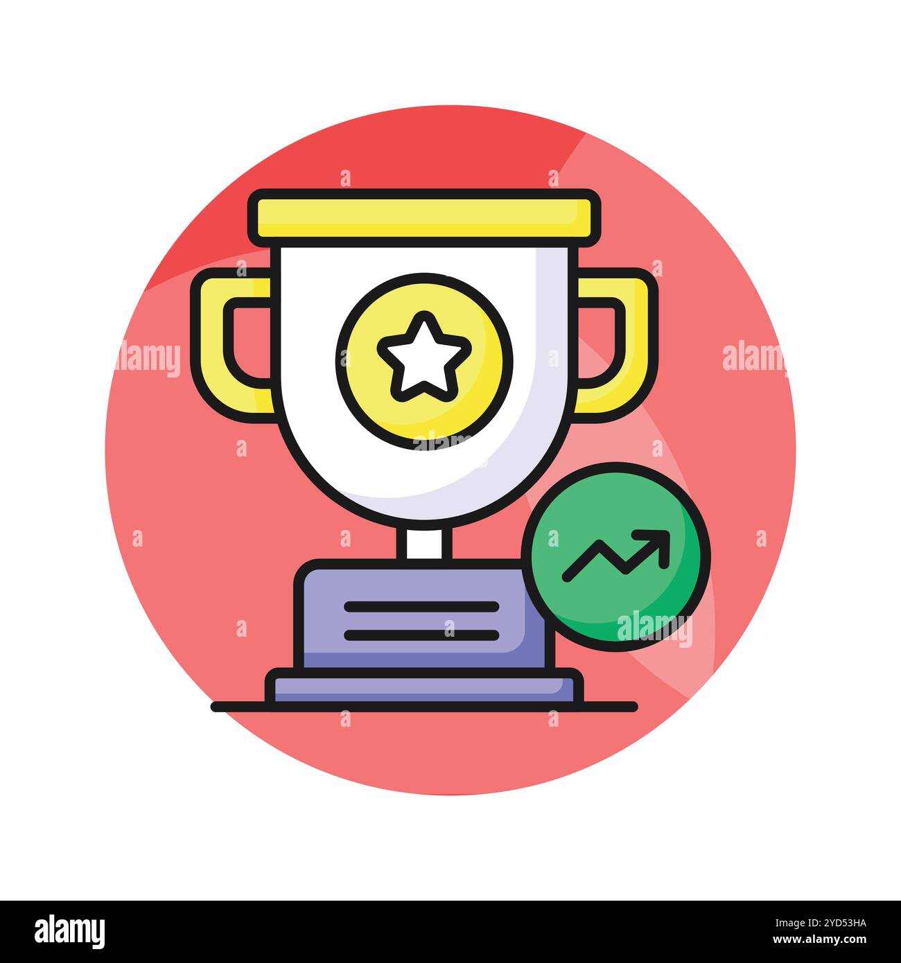 Trophy cup with growth chart showing concept icon of success chart ...