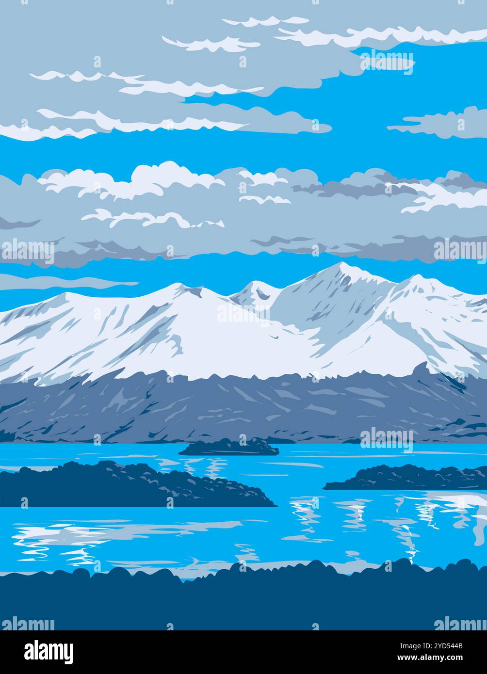 Chigmit Mountains in Lake Clark National Park in Alaska WPA Poster Art ...