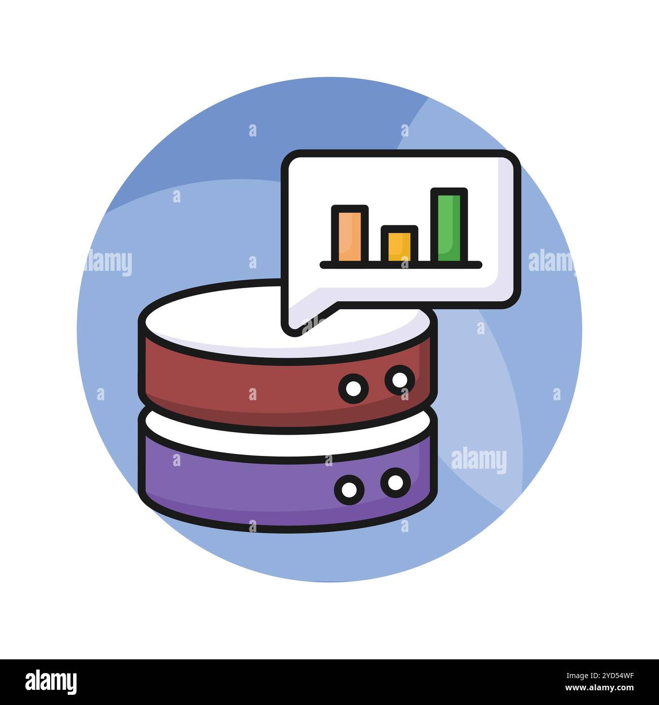 Bar Chart With Database Showing Concept Vector Of Database Analysis
