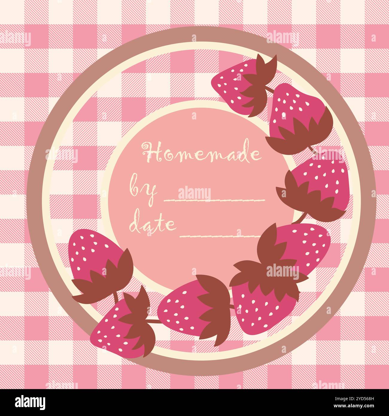 Template jam label design. Retro homemade label. Strawberry marmalade ...