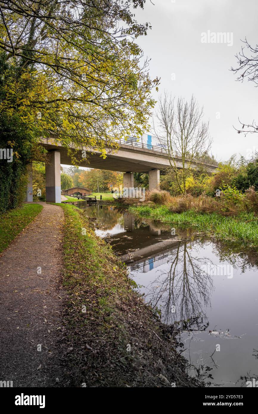 Concrete road bridge crossing over the Chesterfield canal Stock Photo ...