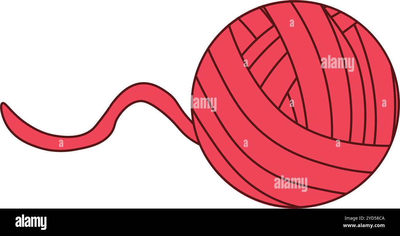 a red ball of knitting yarn with a thread sticking out of it, easy to ...