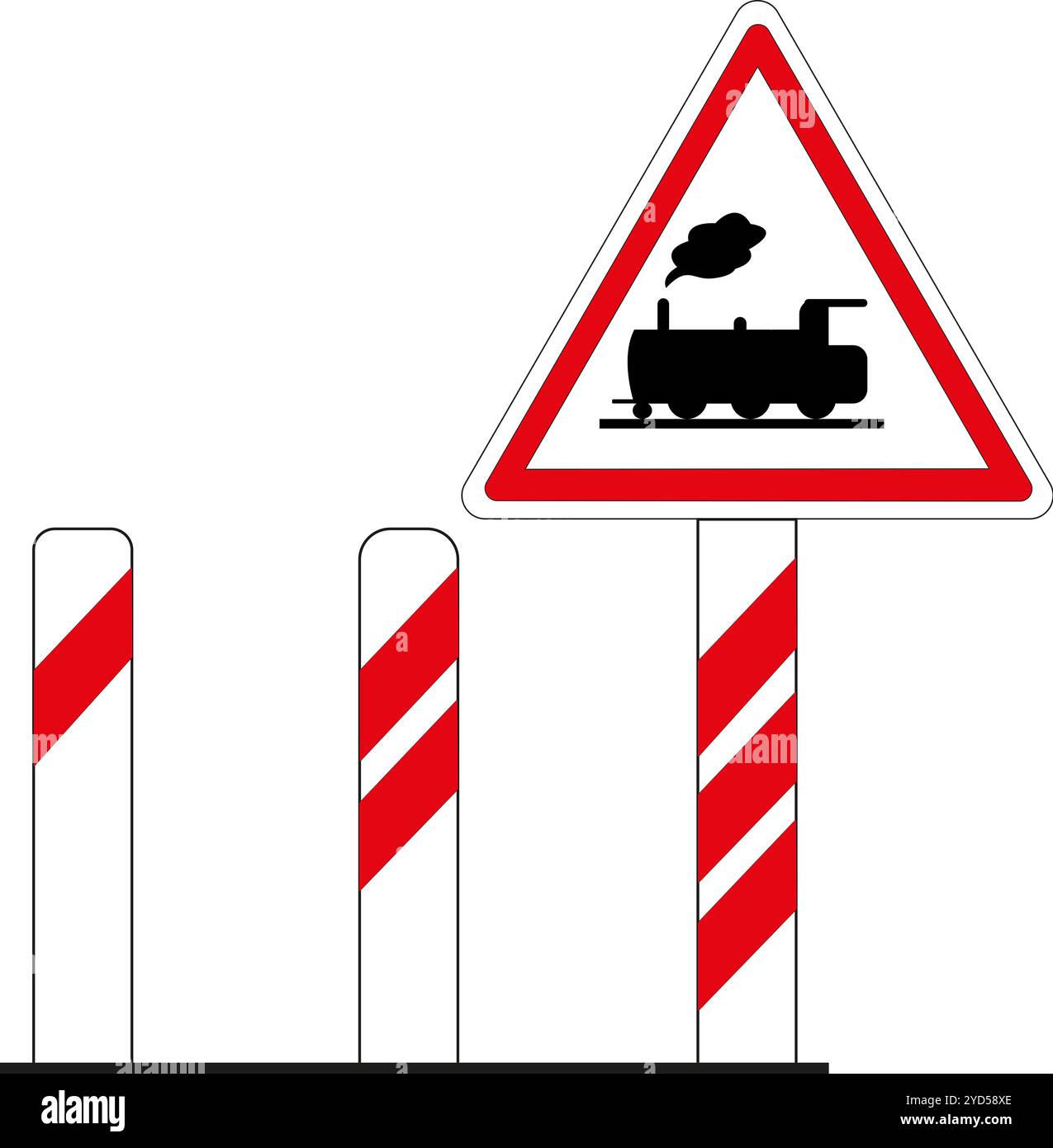 French road sign, level crossing without barrier and beacons Stock ...