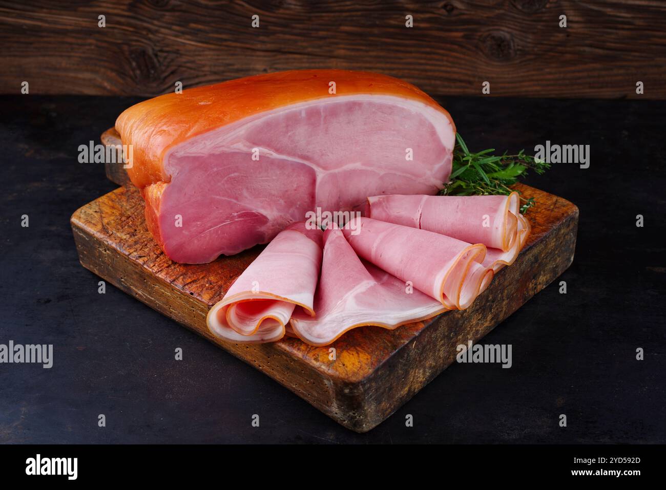 Traditional South Tyrolean farmer's ham sliced and in one piece offered ...
