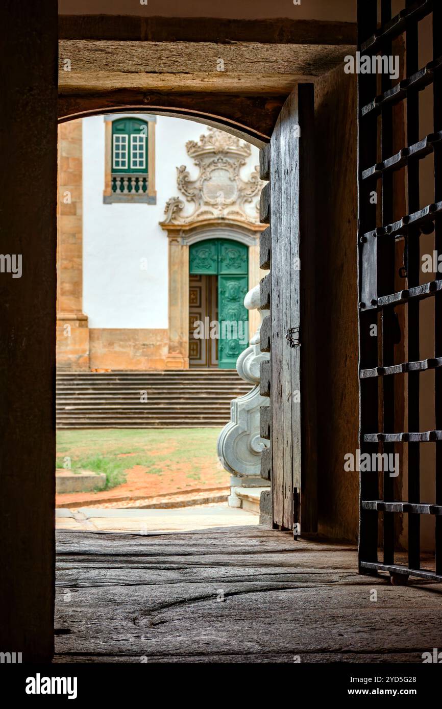 Baroque church seen from inside a historic prison Stock Photo - Alamy