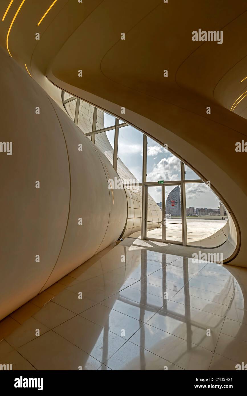 Interior of the Heydar Aliyev Center building complex in Baku ...