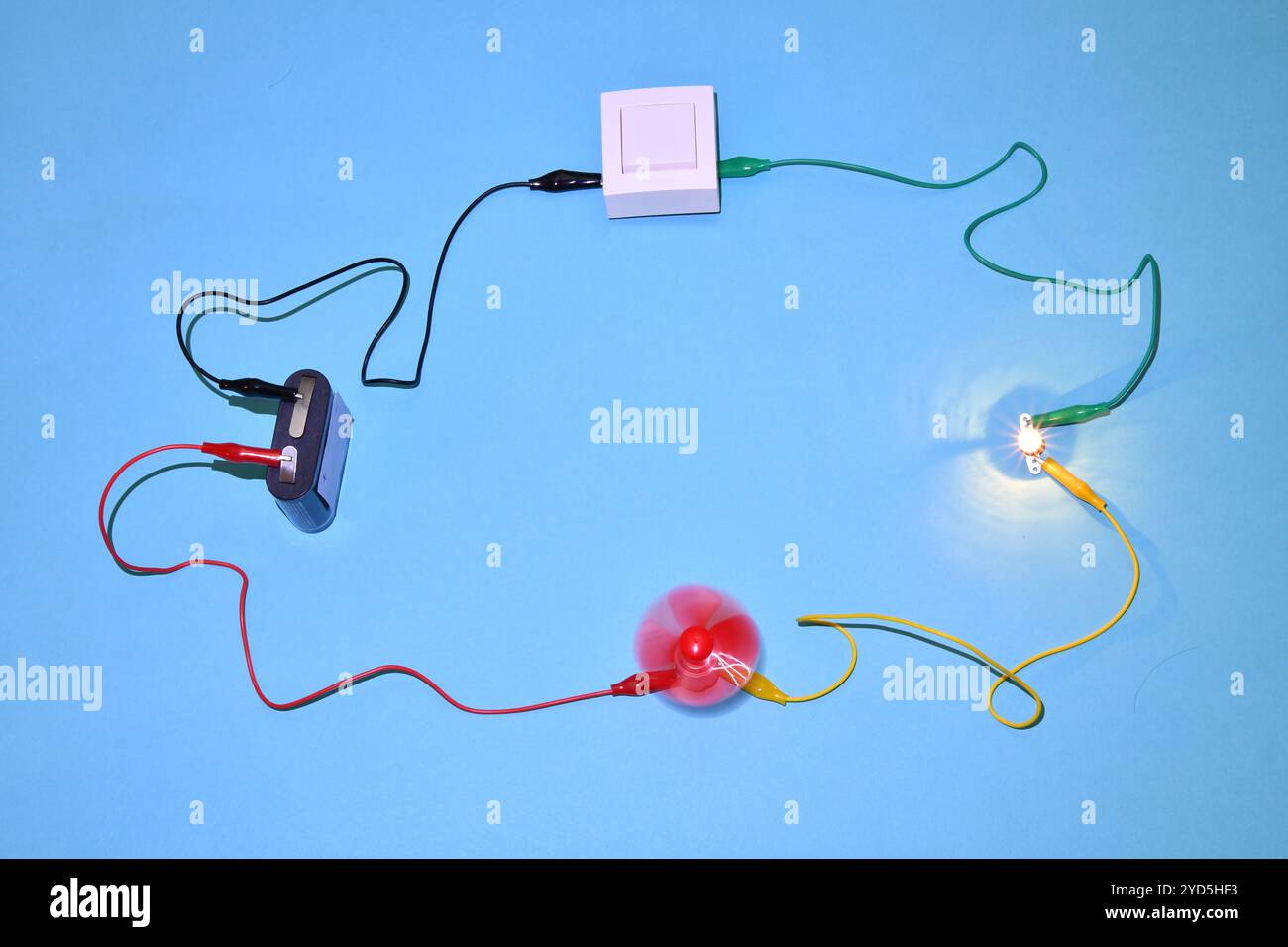 Educational low-voltage electrical circuit consisting of a battery, a ...