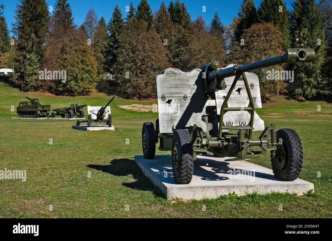 Soviet and German cannons, Open-Air Military History Museum in Svidnik ...