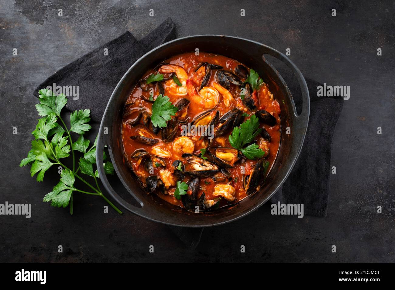 Traditional Creole cajun court bouillon with mussels and prawn gumbo ...