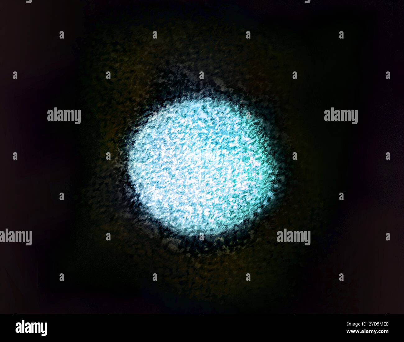 Colorized transmission electron micrograph of a hepatitis C virion ...