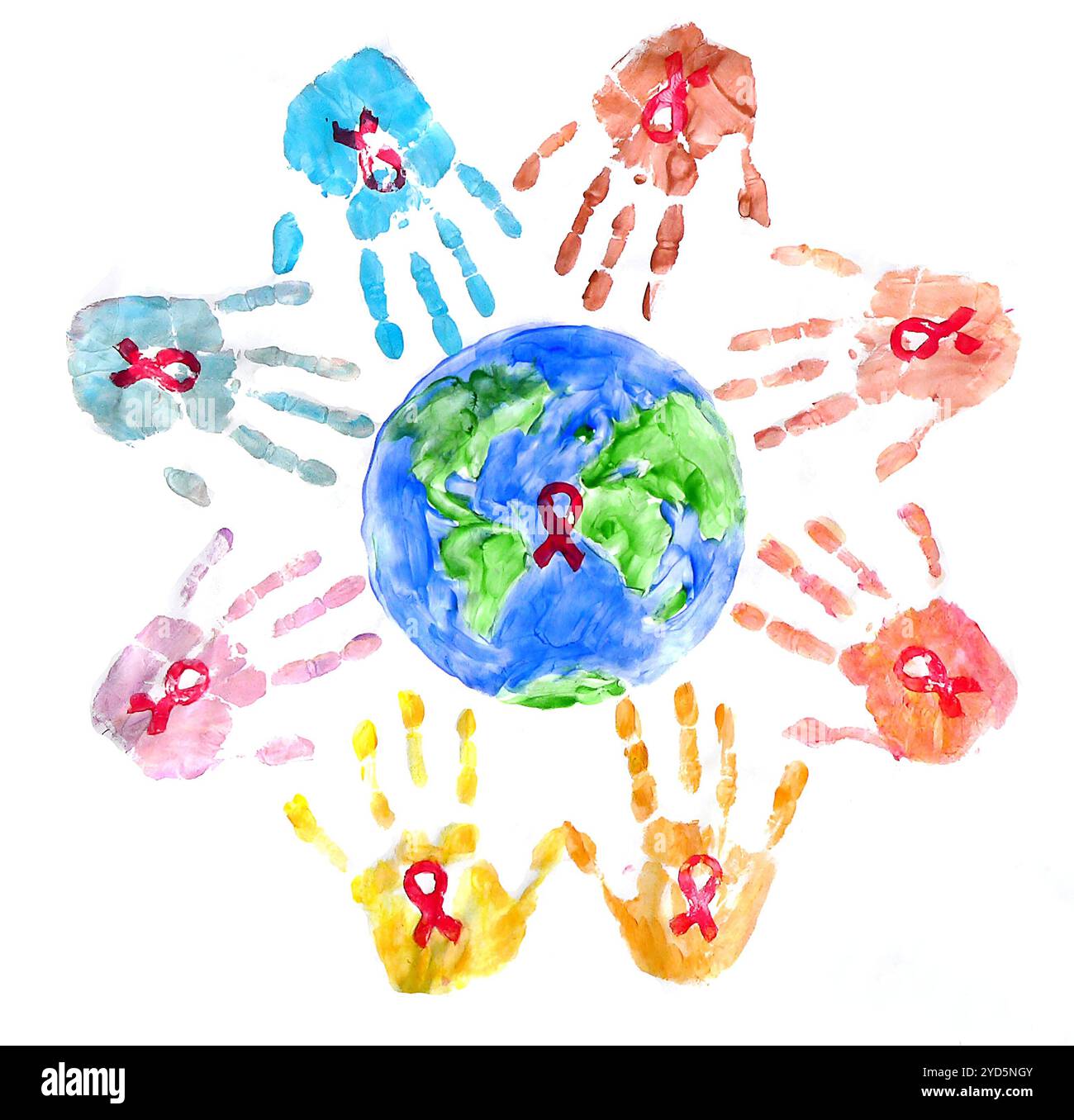 A watercolor painting speaking to global AIDS awareness Stock Photo - Alamy