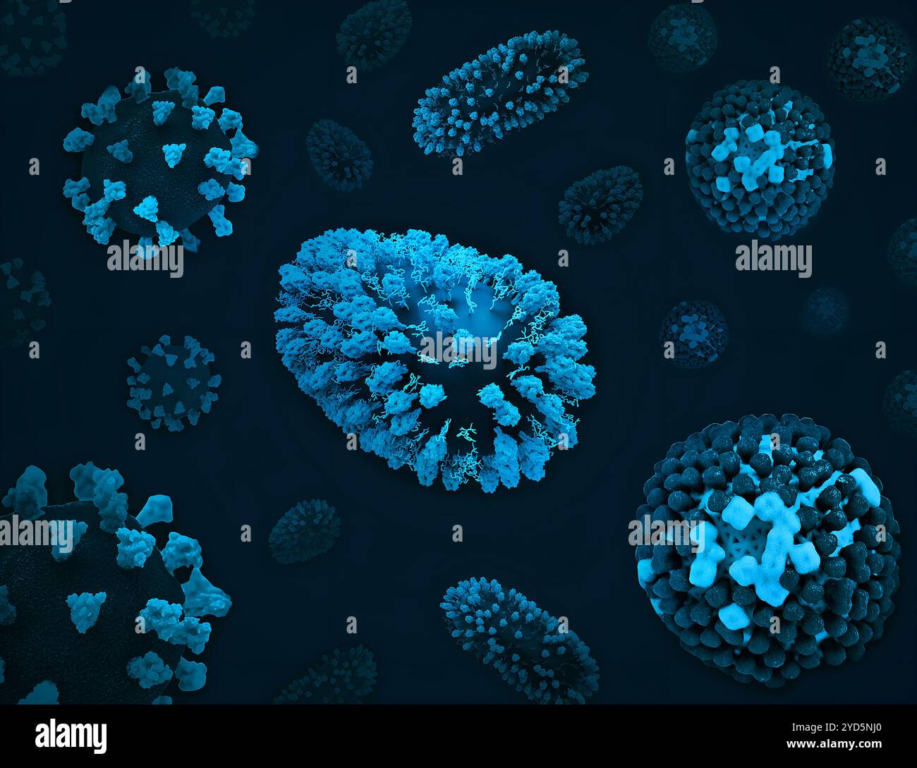 3D renditions of three respiratory viruses: COVID-19 (left), RSV ...