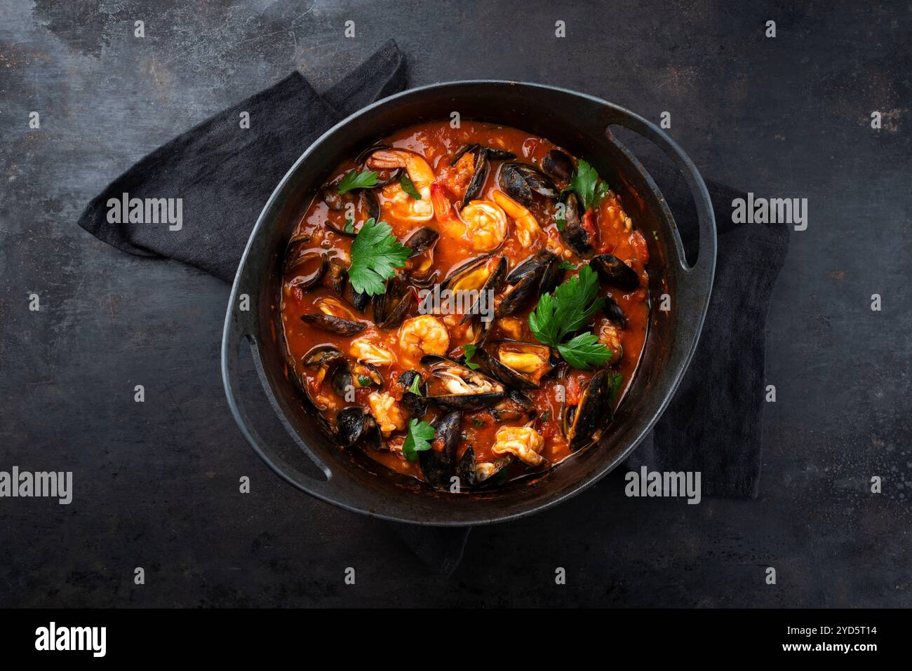 Traditional Creole cajun court bouillon with mussels and prawn gumbo ...