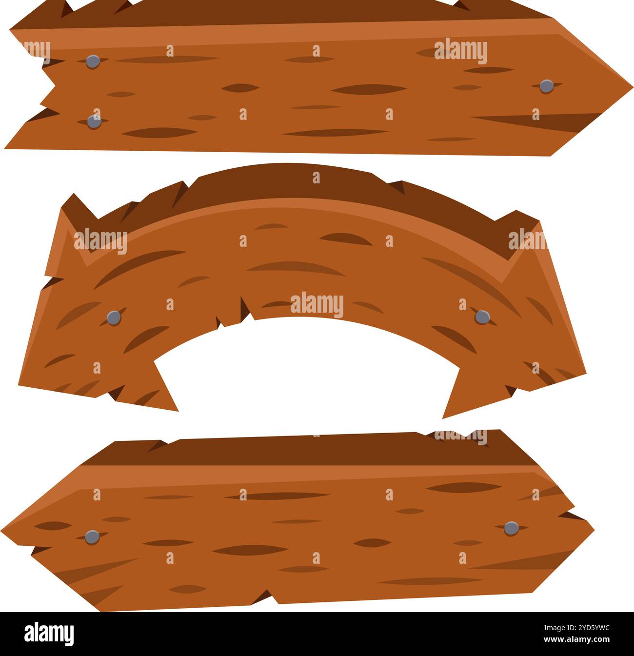 Three wooden arrows pointing different directions, with nails and a ...