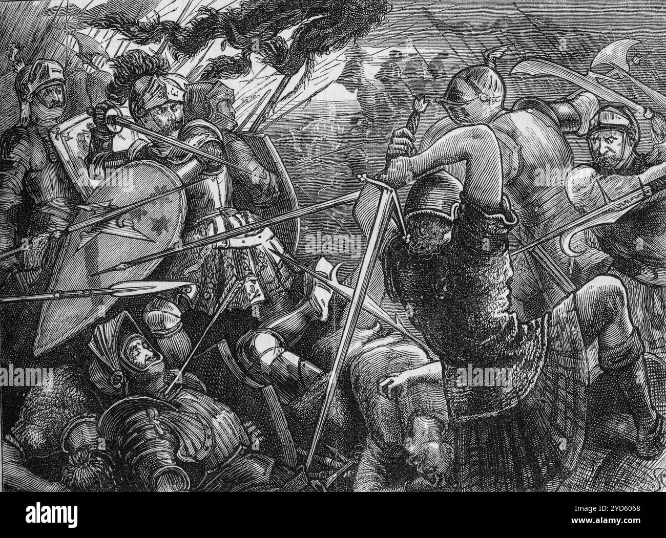 Battle of Flodden 1513, a 19th century imaging of the battle in which ...