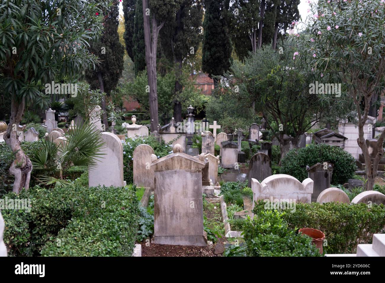 Graves in the Non-Catholic Cemetery for Foreigners in Testaccio, Rome ...