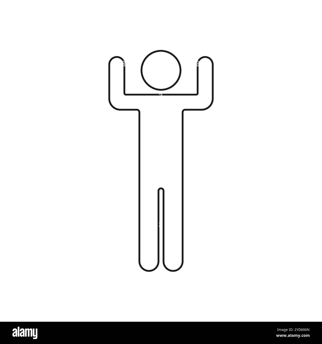 Human Figure with Raised Arms Line Icon. Celebration or Victory Gesture ...