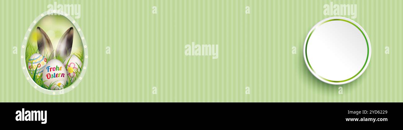 Easter header, with Easter eggs, hare ears and white etiquette. Eps 10 ...