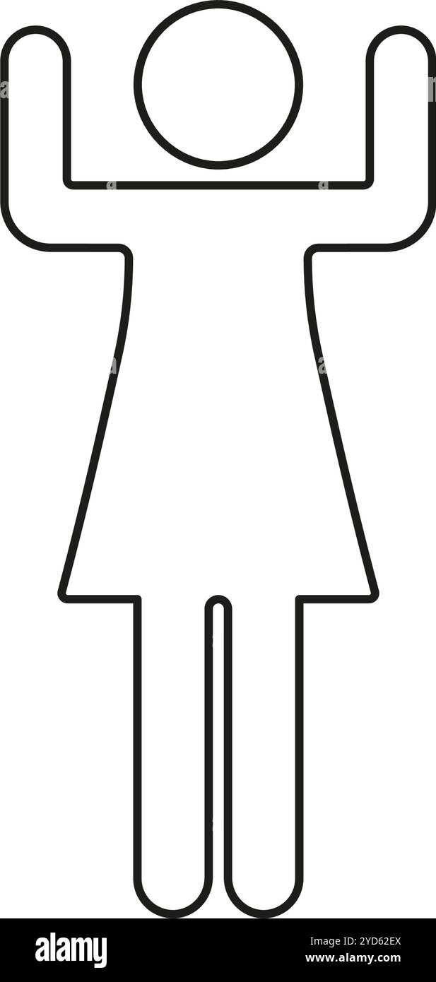 Human Figure with Raised Arms Line Icon. Celebration or Victory Gesture ...