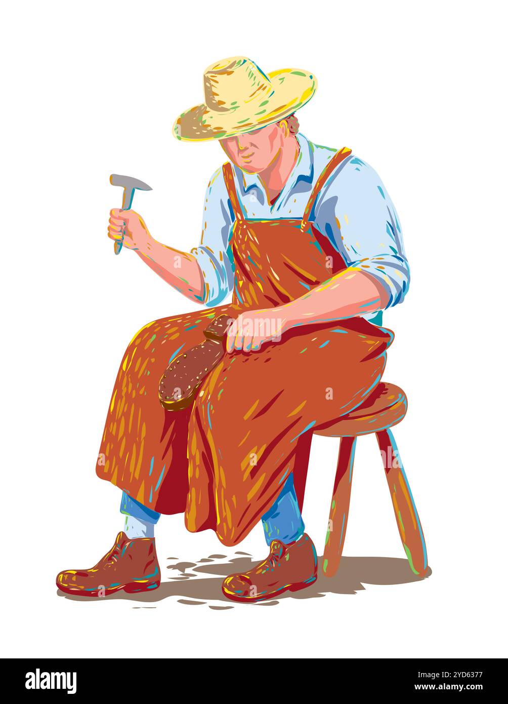 Medieval Cobbler or Shoemaker Repairing Shoes Wpa Art Stock Photo - Alamy