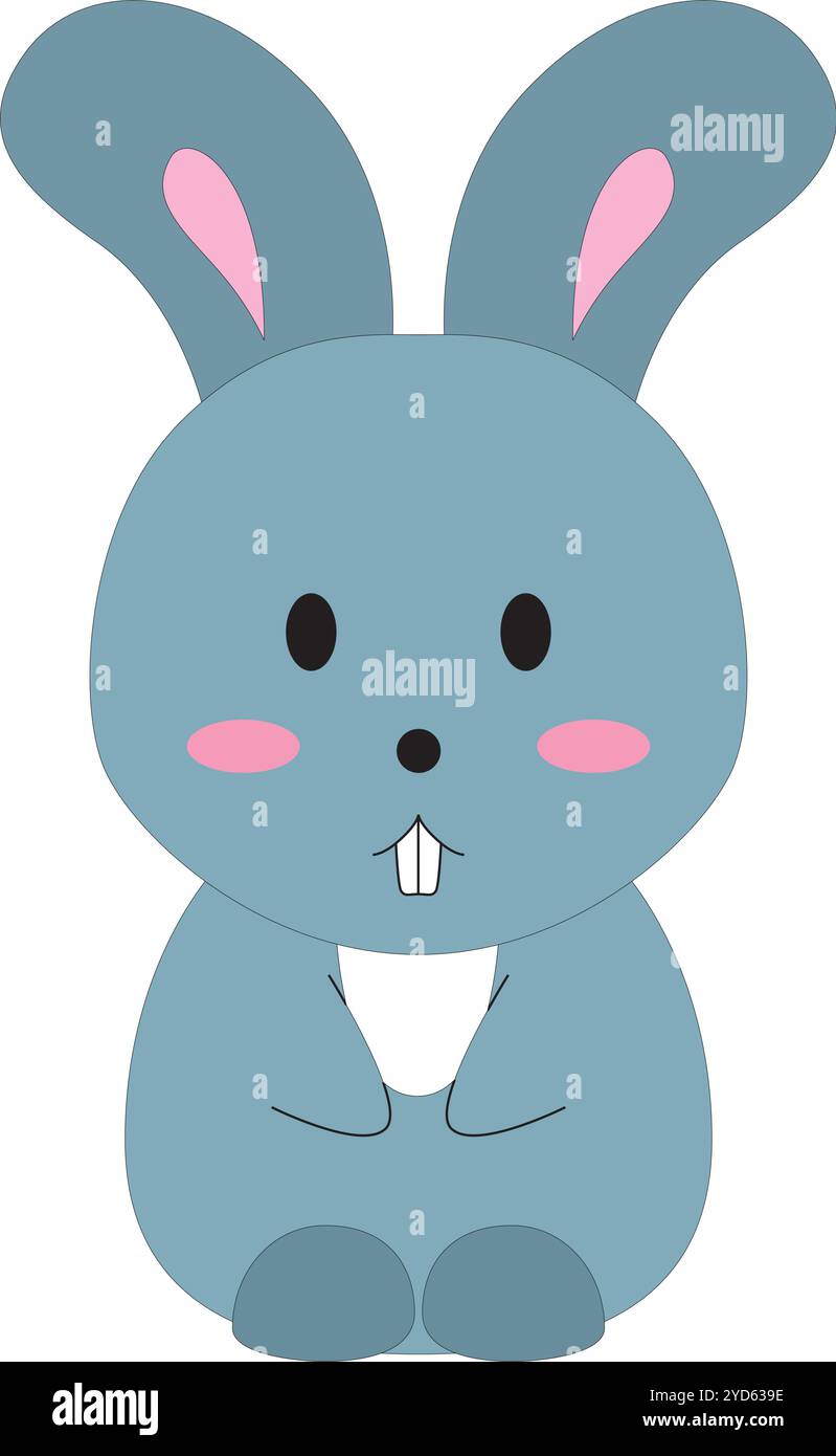 cute cartoon little rabbit hare with big ears, paws, stock vector ...