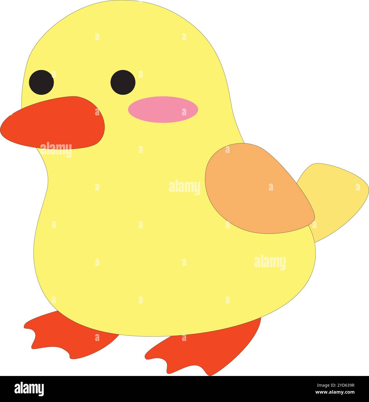 cute cartoon colorful little yellow duck stock vector, white background ...