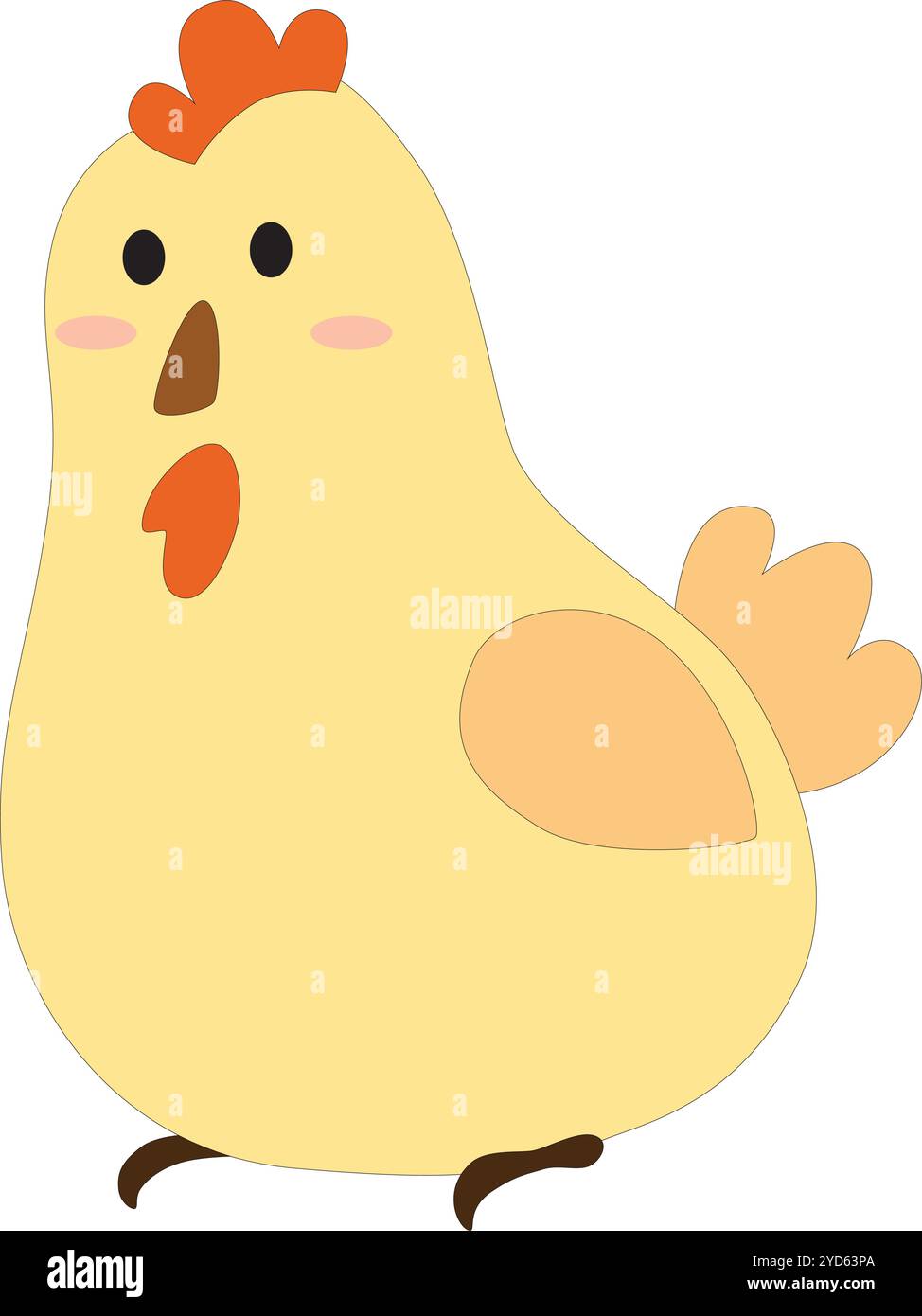 cute cartoon little yellow chick, hen with wings, comb, tail, stock ...