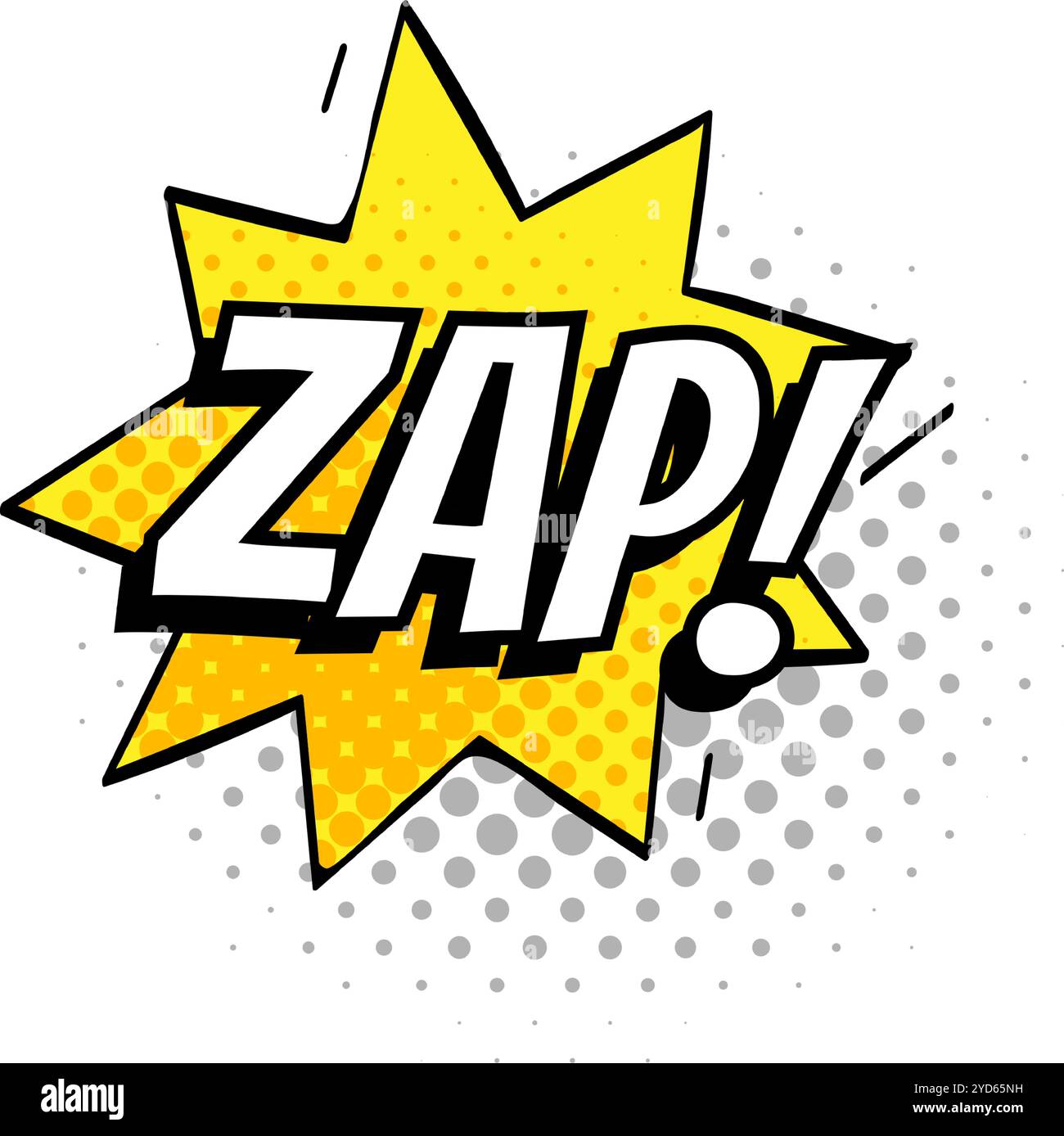 Yellow starburst shape with the word zap. conveying a sudden action ...