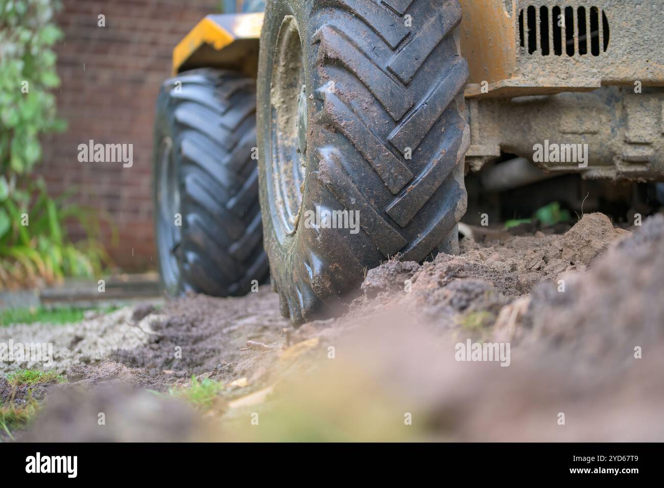Tyres of a digger truck Stock Photo - Alamy