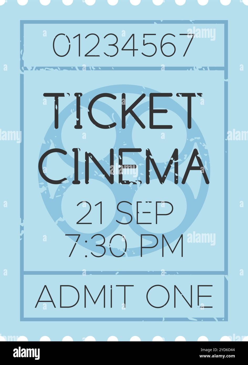 Light blue cinema ticket for a movie screening on september 21st at 7 ...